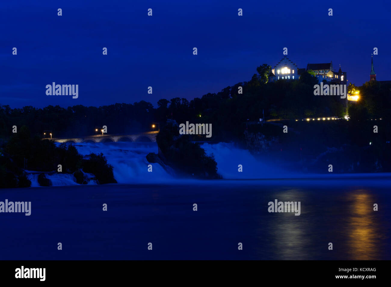 Rheinfall (Rhine Falls) waterfall, castle Schloss Laufen, Neuhausen am ...