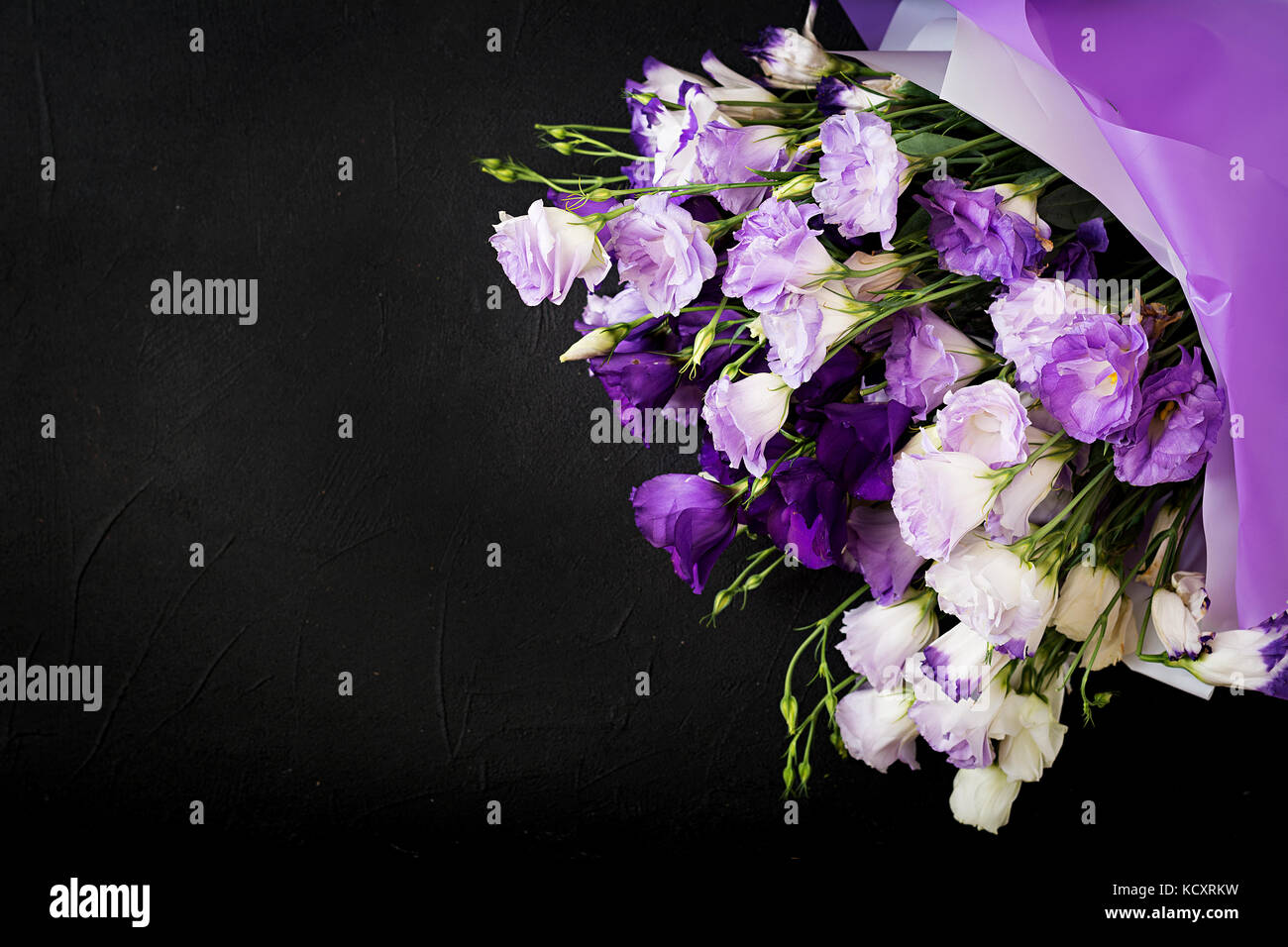 Beautiful flowers bouquet mix of white, purple and violet eustoma Stock ...