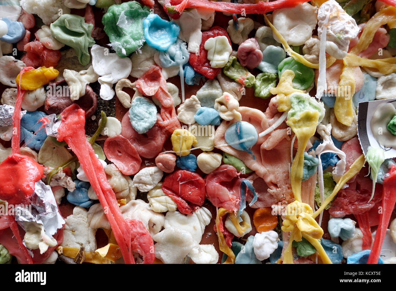 The 'gum wall', photographed in Seattle, US, 31 August 2017. The gum ...