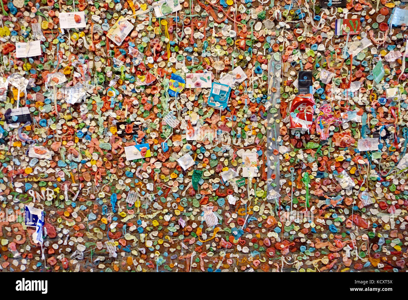 The 'gum wall', photographed in Seattle, US, 31 August 2017. The gum ...