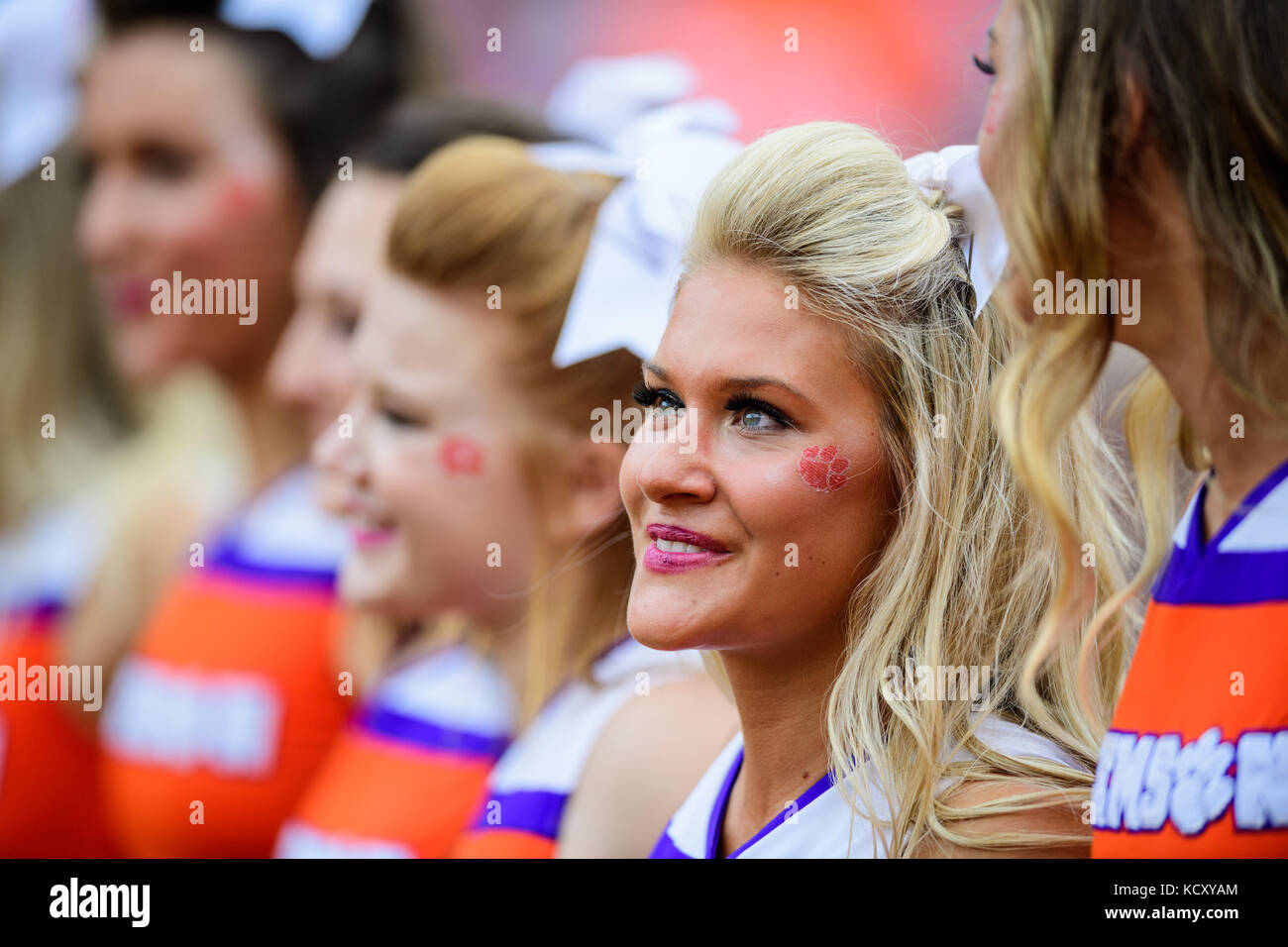 A Clemson Cheerleader During The Ncaa College Football Game Between