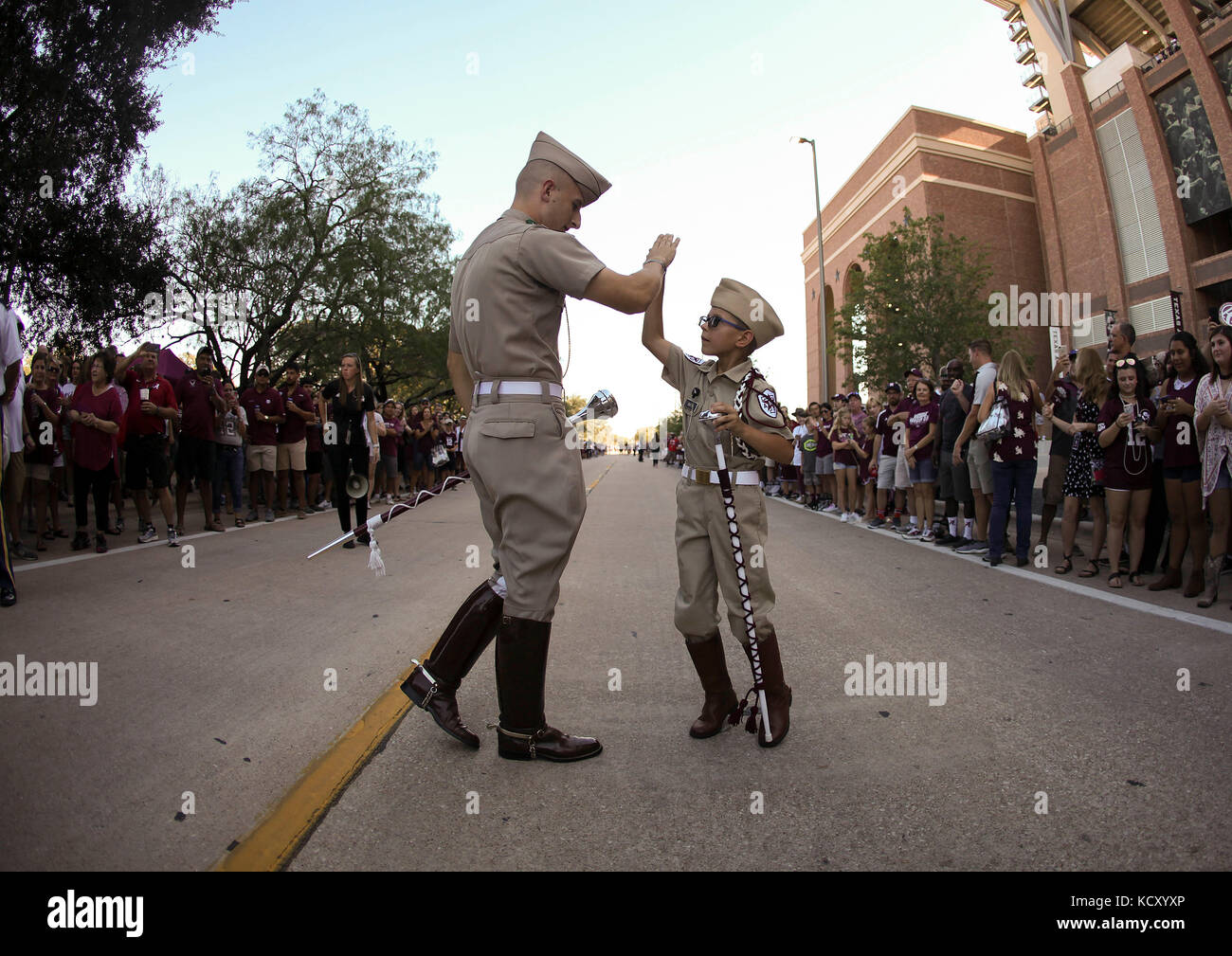 October 6, 2017: The Texas A&M Fighting Aggie band drum major and a ...