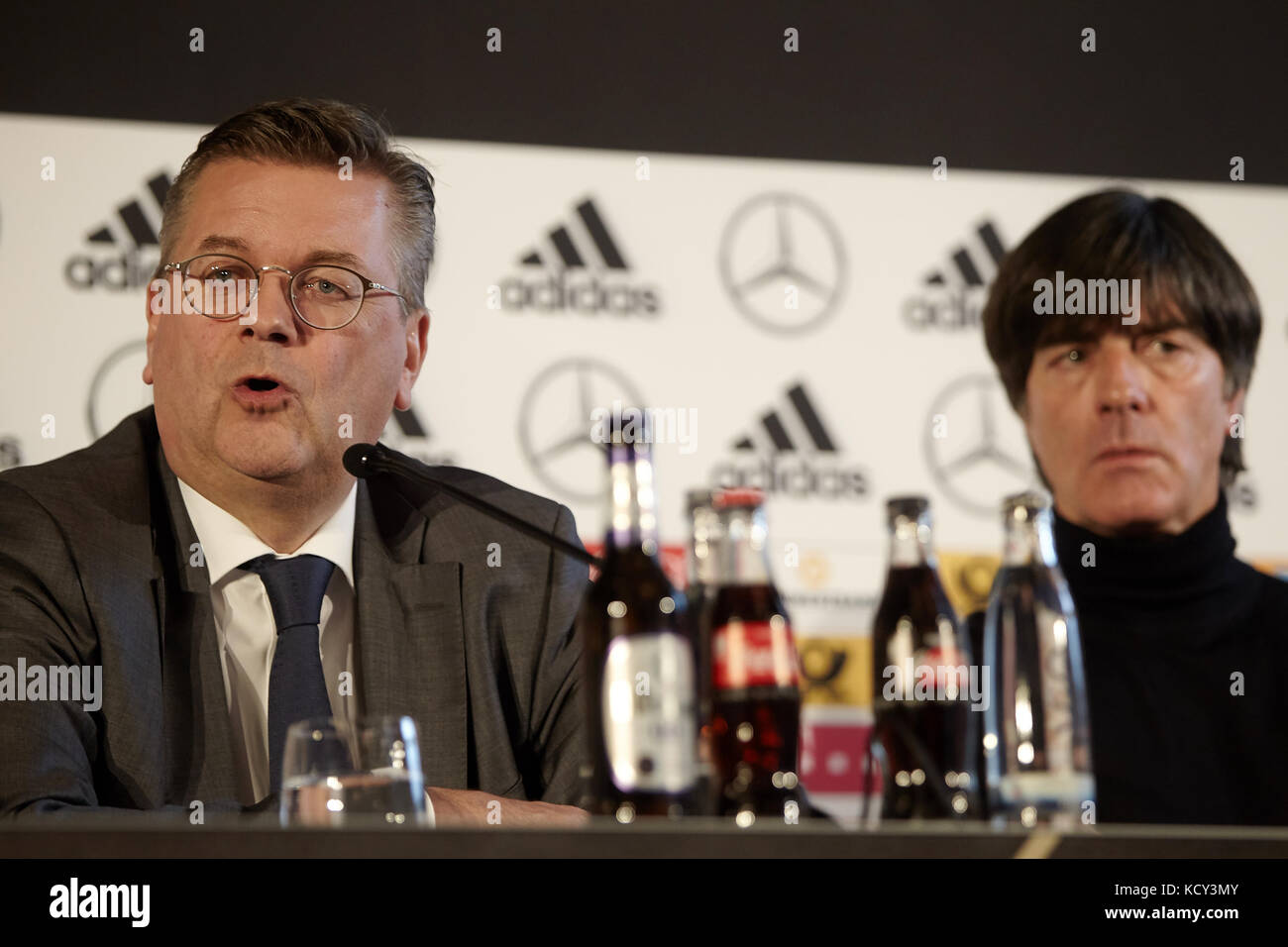 Mainz, Germany. 7th Oct, 2017. Germany manager Joachim Löw (R) and ...