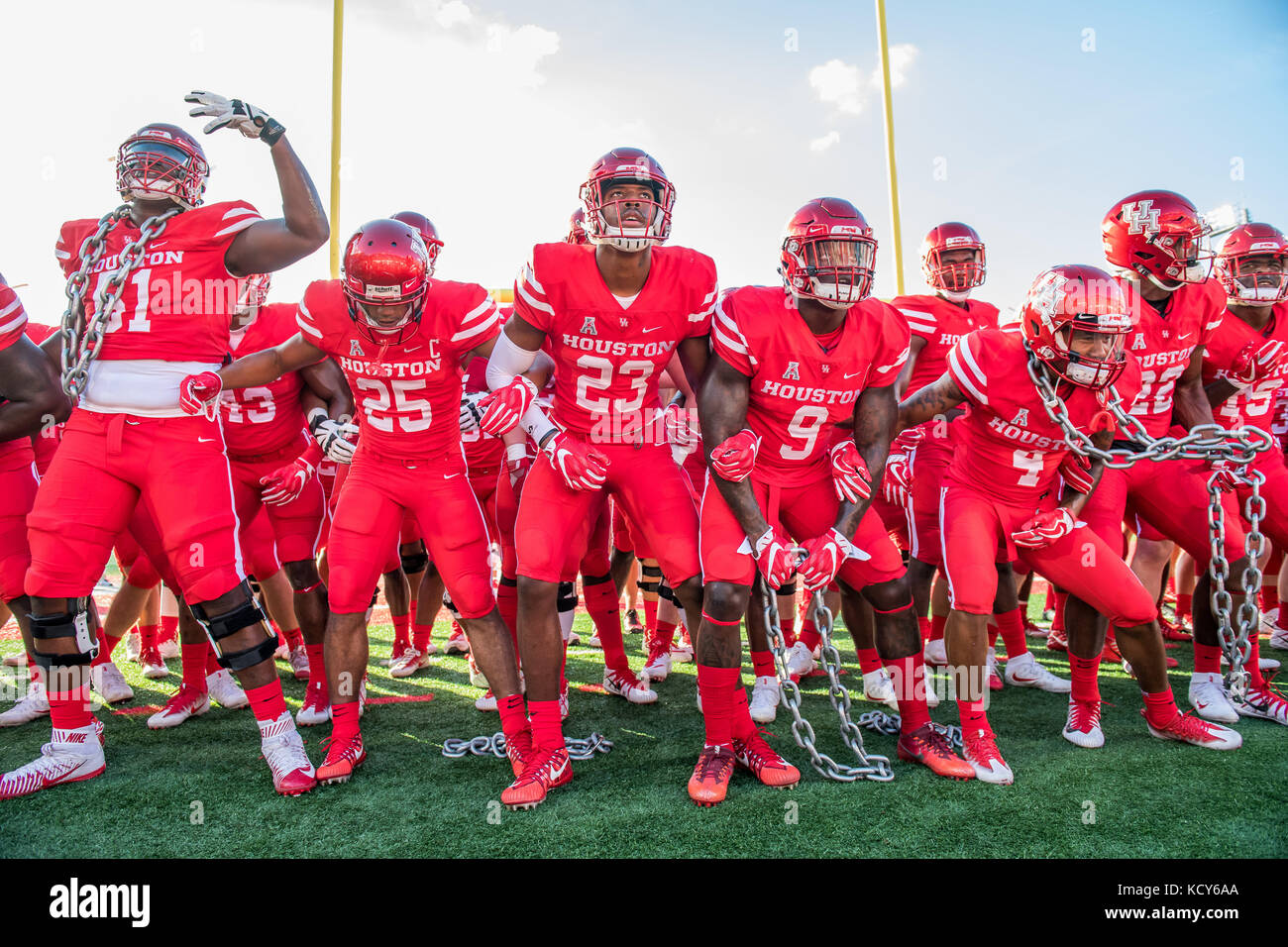 Houston, TX, USA. 7th Oct, 2017. Houston Cougars players, including ...