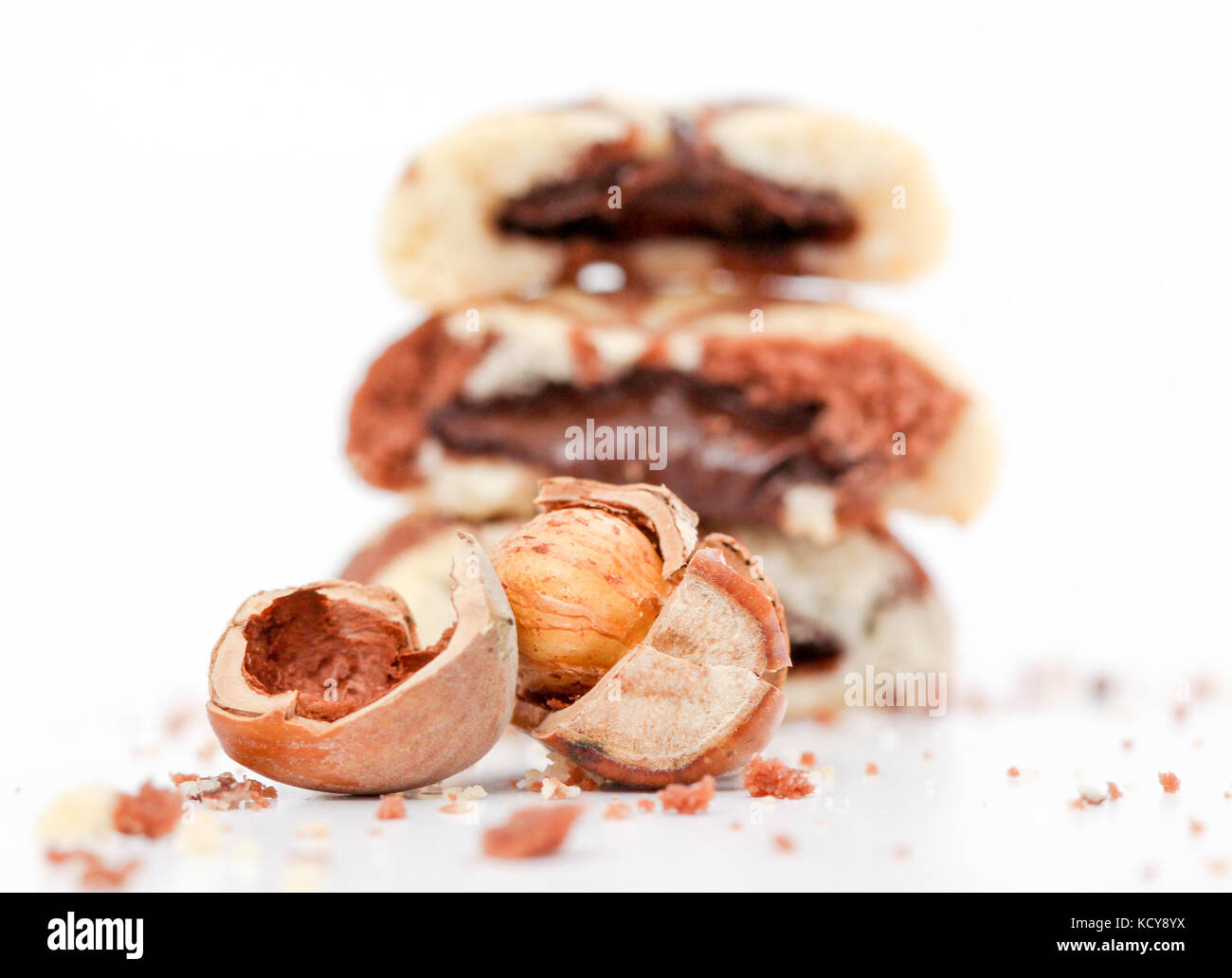 picture of a Cookies with Chocolate Filling on white background Stock ...