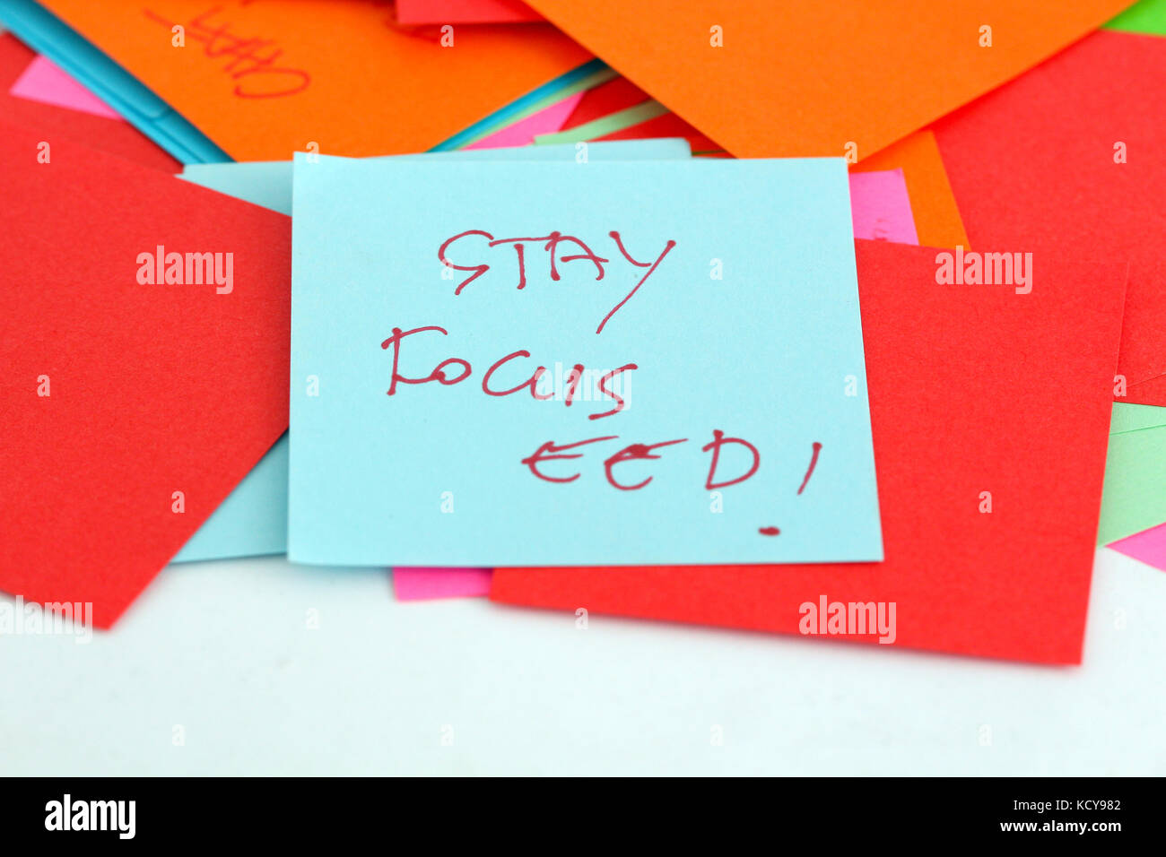 picture of a Note papers on white background,stay focused text Stock ...