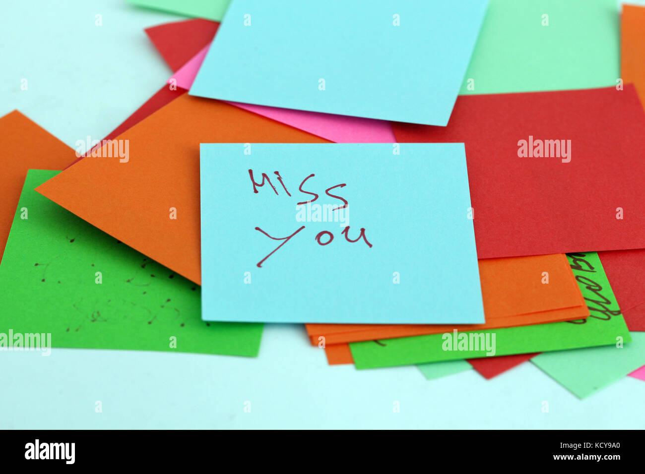 picture of a Note papers on white background,miss you text Stock Photo ...