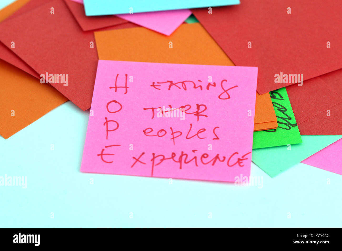 picture of a Note papers on white background,hope text Stock Photo - Alamy