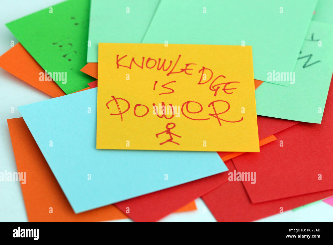 picture of a Note papers on white background,text knowledge is power ...