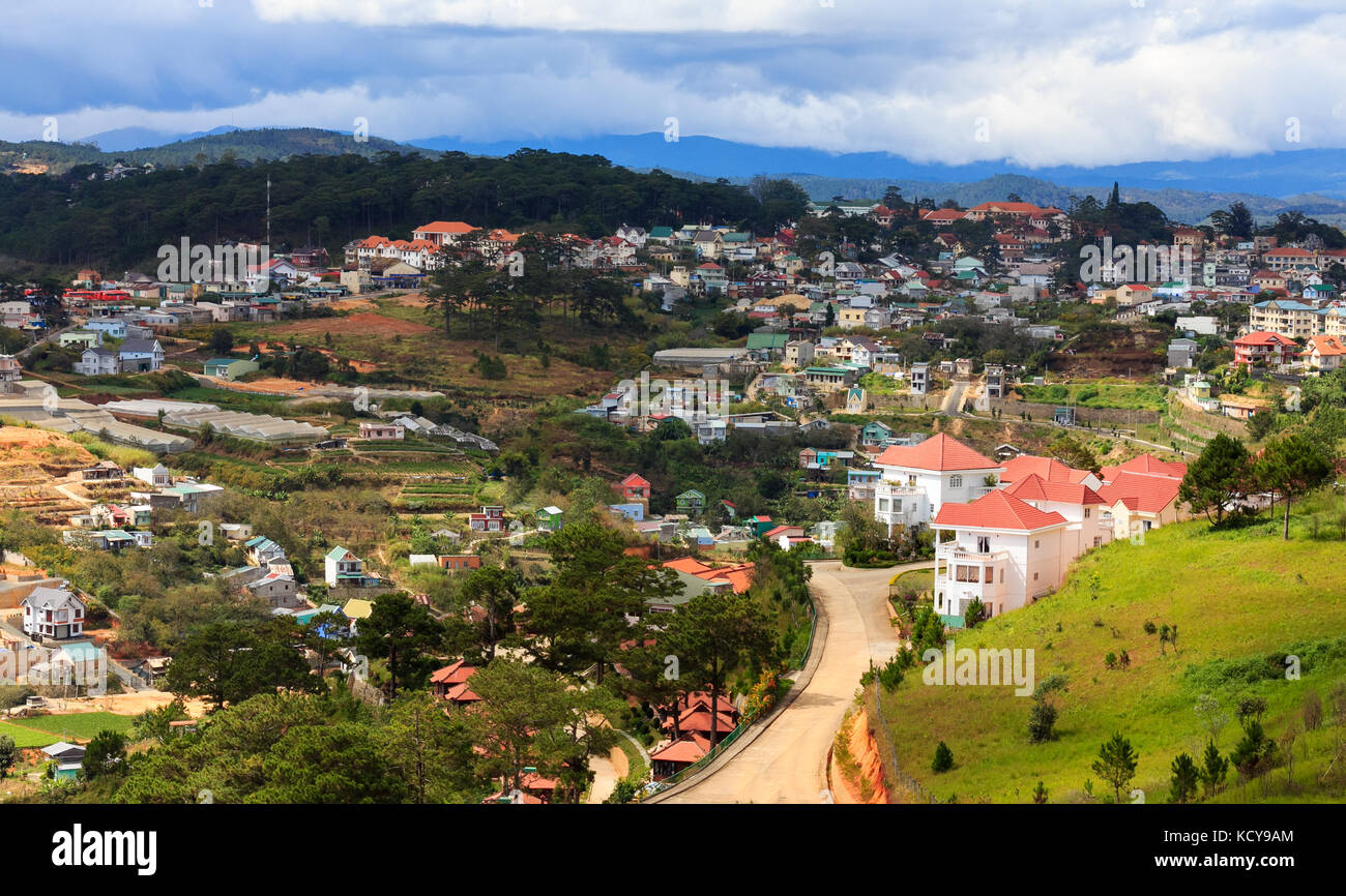 Dalat city, view from Robin hill, Dalat, Lam Dong, Vietnam. Da Lat is ...