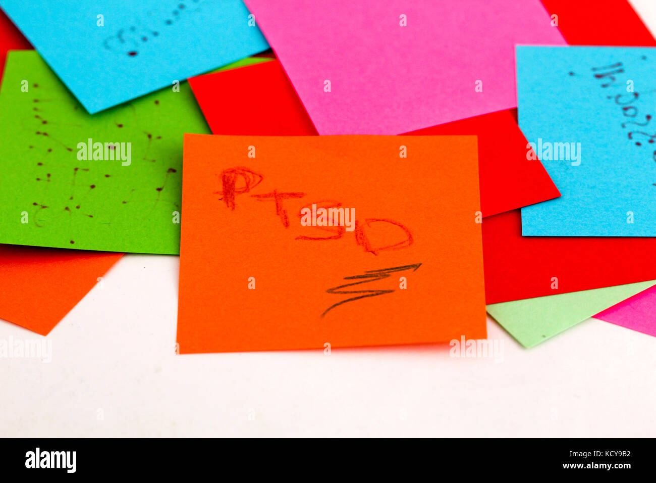 picture of a Note papers on white background,ptsd text Stock Photo - Alamy