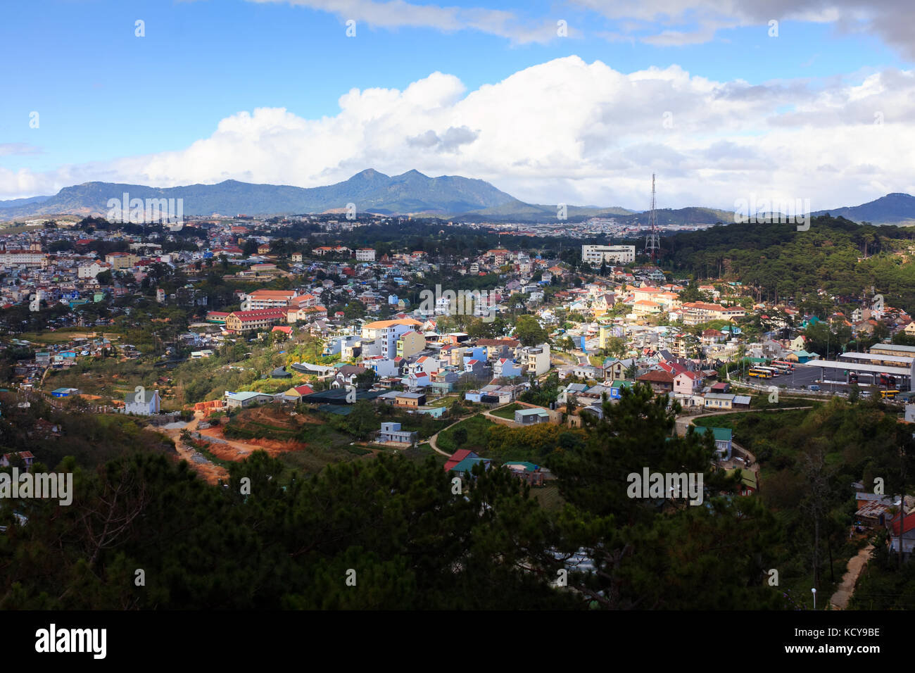 Dalat city, view from Robin hill, Dalat, Lam Dong, Vietnam. Da Lat is ...