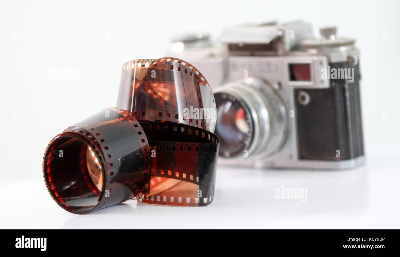 picture of a vintage camera film rolls, on white background Stock Photo ...
