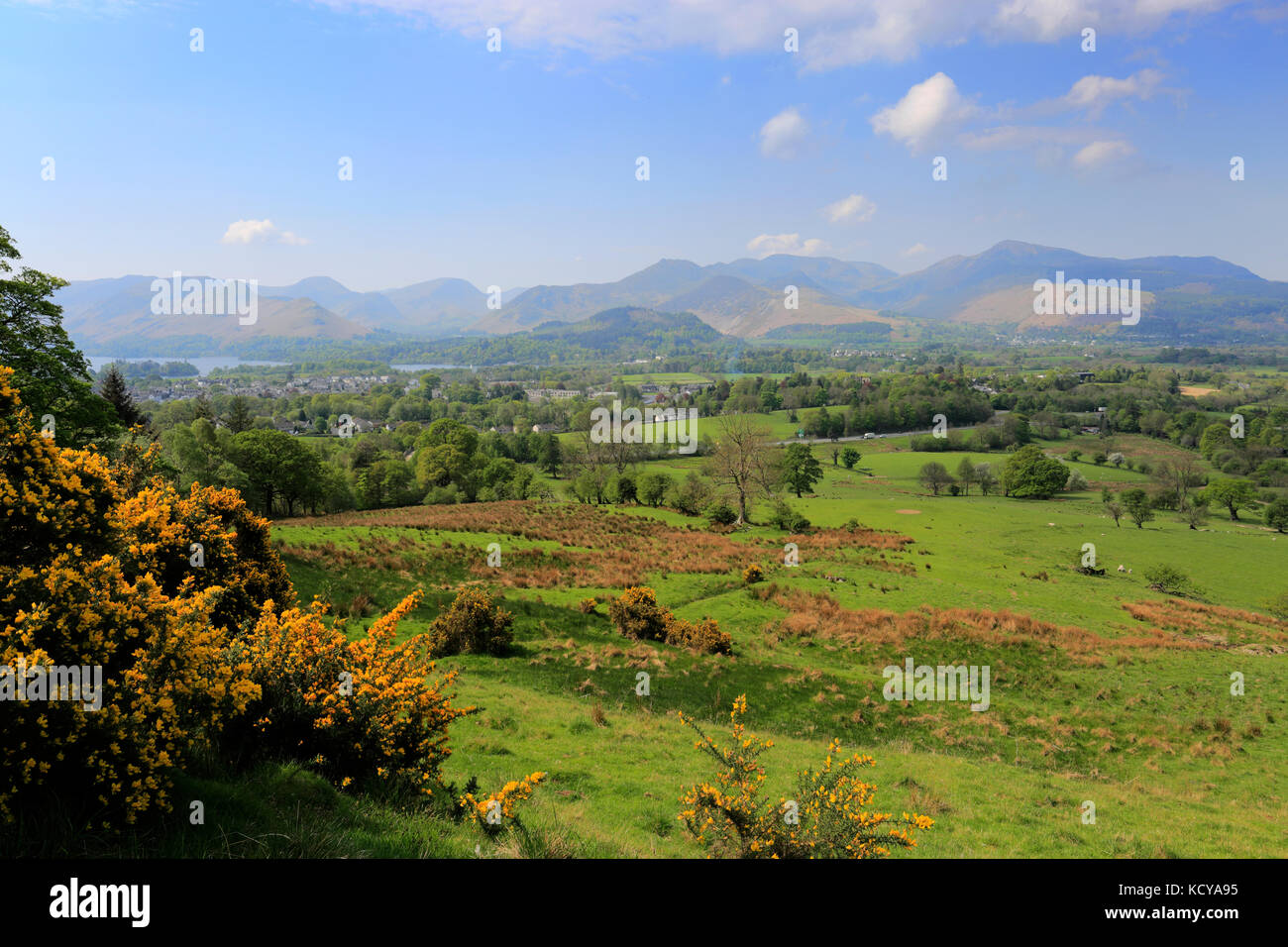 Summer, June, July, view to the Derwentwater fells, Keswick town, Lake ...