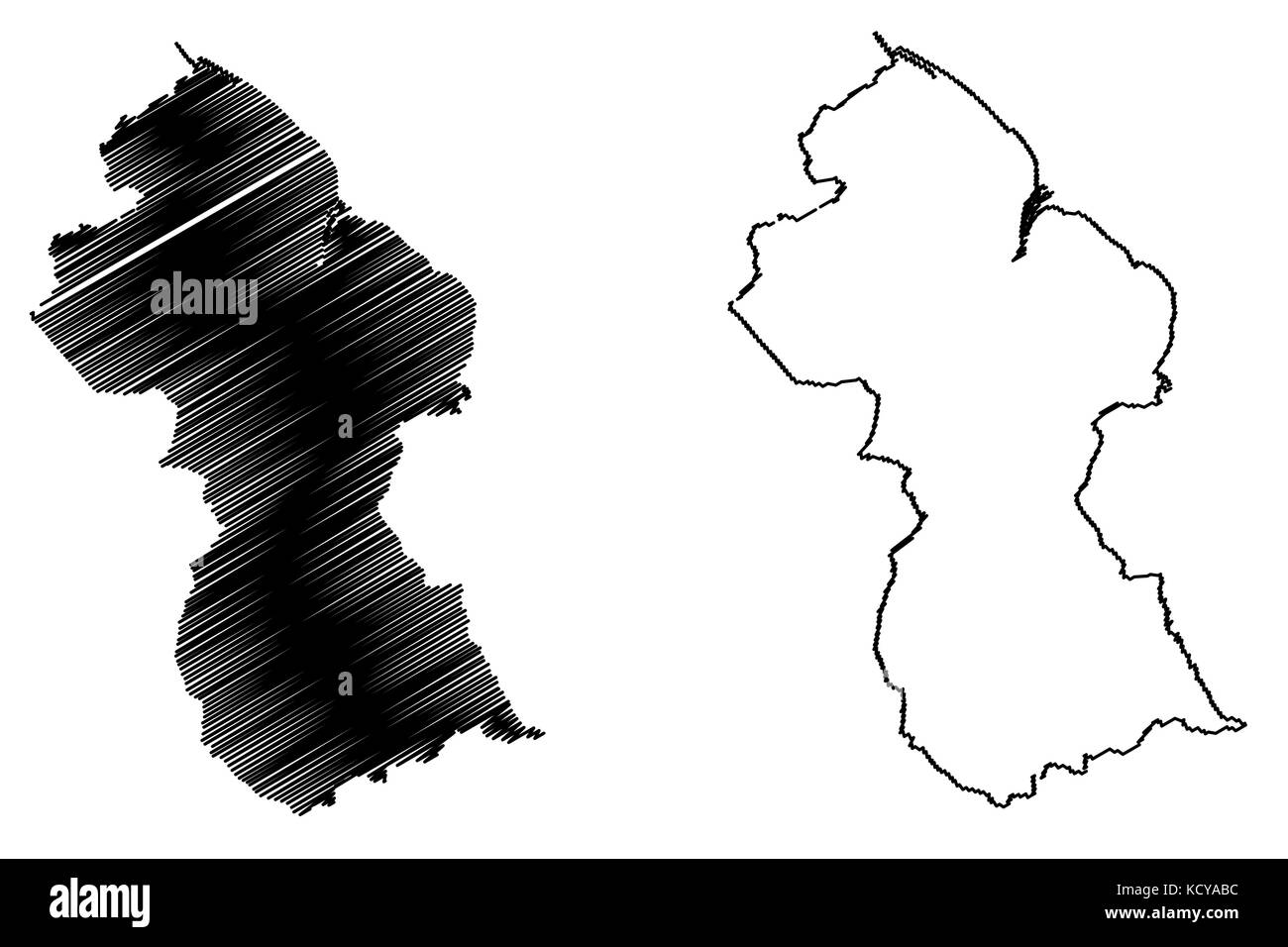 Guyana outline silhouette map illustration hi-res stock photography and ...