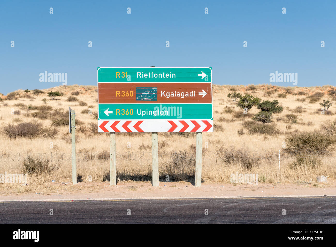 A directional sign at the junction of the R31-road from Askham and the ...