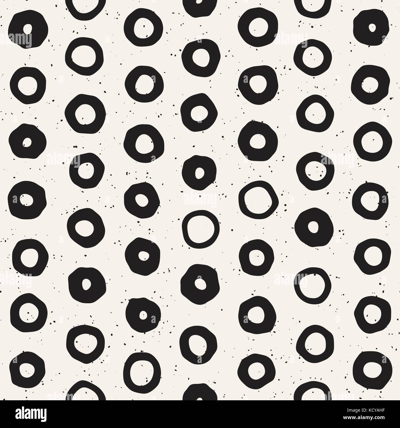 Hand drawn black and white ink abstract seamless pattern. Vector ...