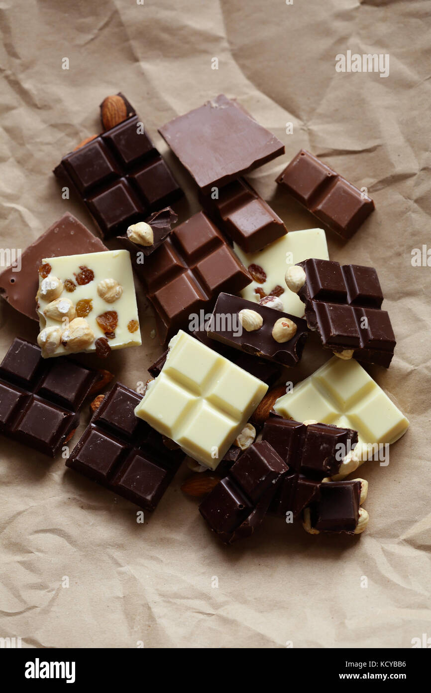 Three types of chocolate hi-res stock photography and images - Alamy