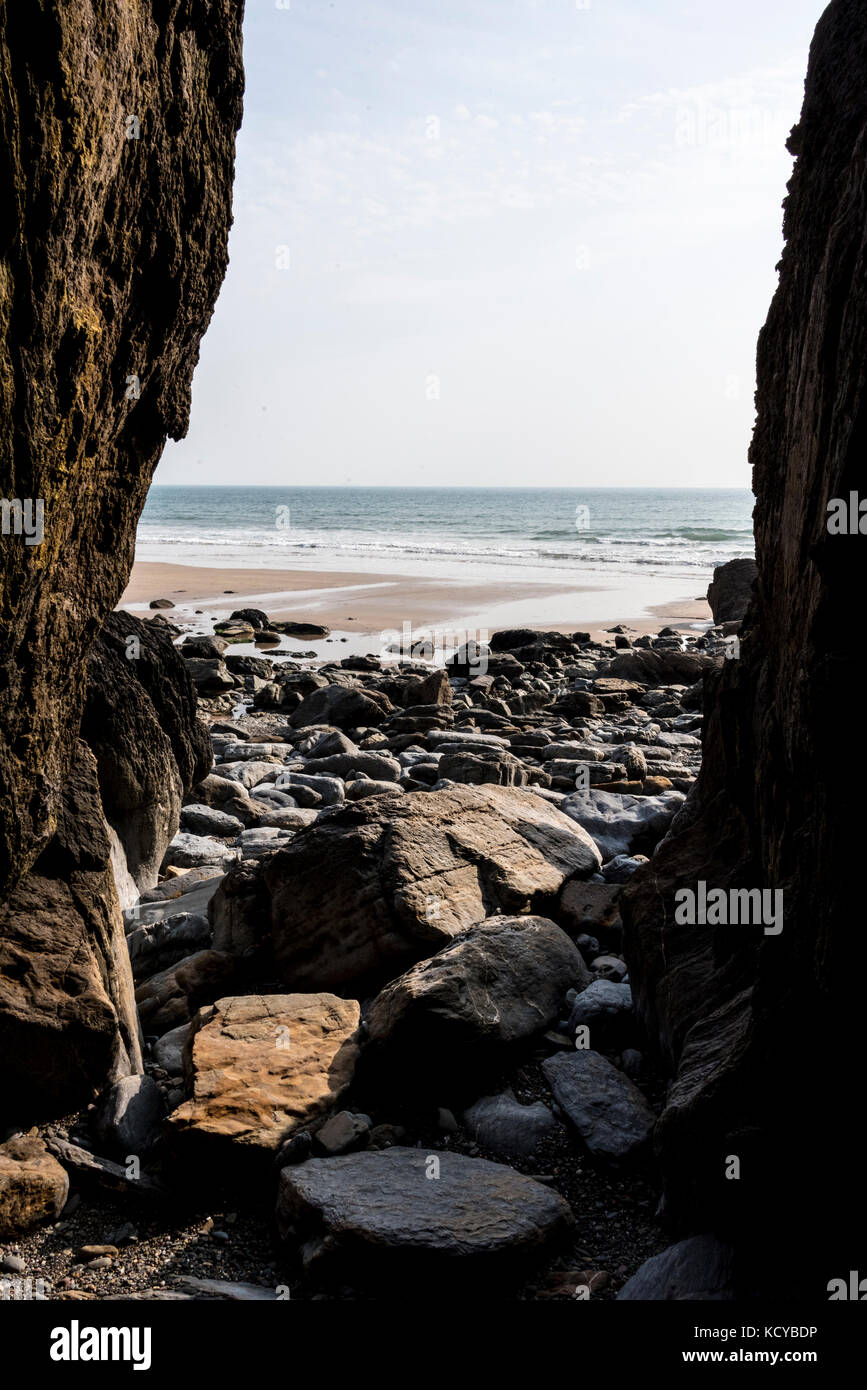 Sunlight in a sea cave, Pembrokeshire , UK Stock Photo - Alamy