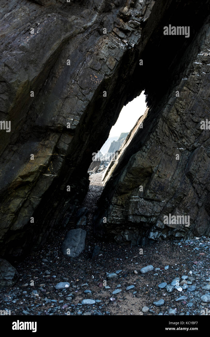 A space between rock in cliffs, Pembrokeshire , UK Stock Photo - Alamy
