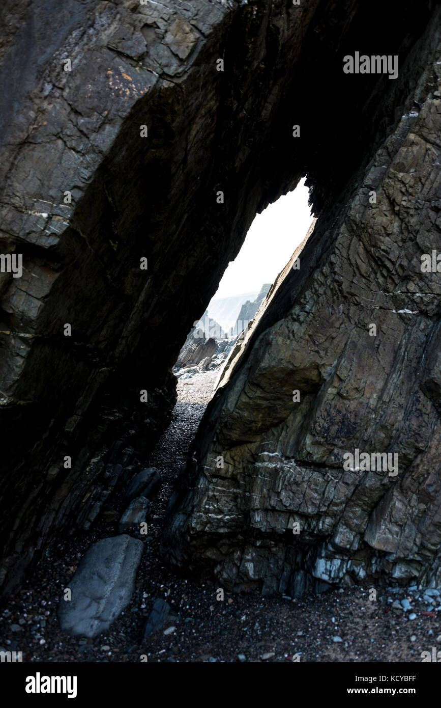 A space between rock in cliffs, Pembrokeshire , UK Stock Photo - Alamy