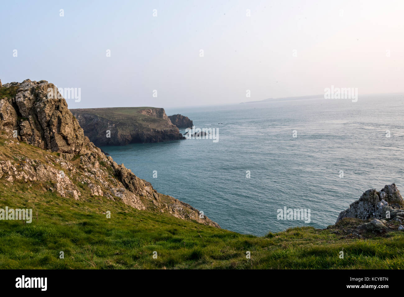 Steep cliffs and ocean at Wooltack Point, Pembrokeshire , UK Stock ...