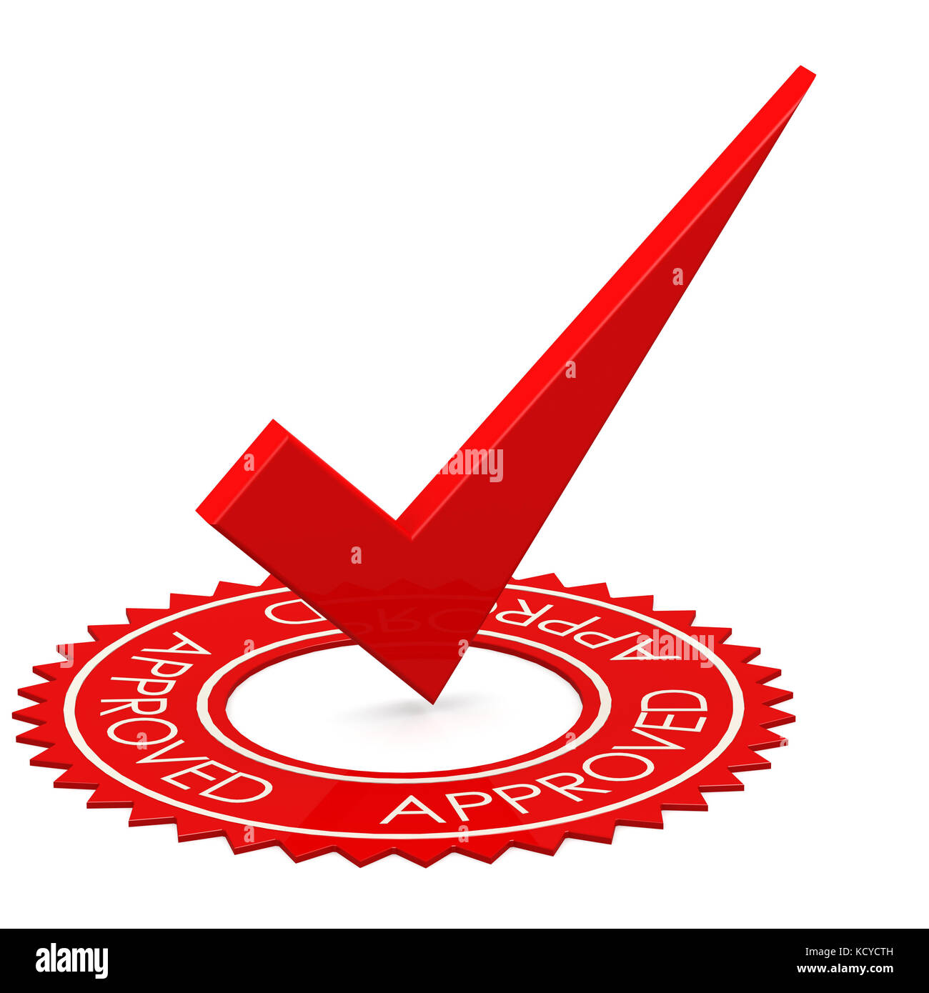 Approved red tick in a circle image with hi-res rendered artwork that ...