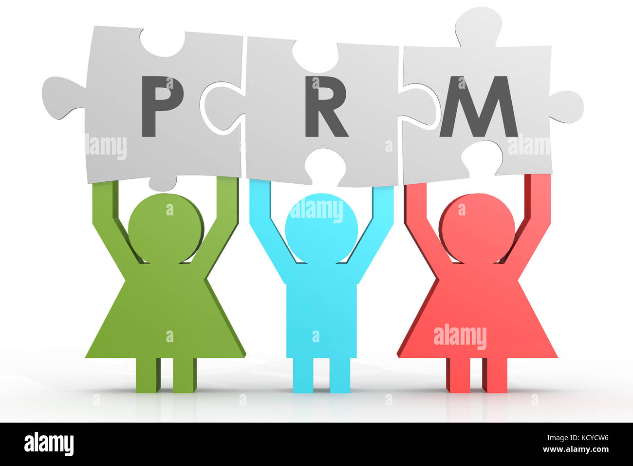 PRM - Partner Relationship Management puzzle in a line image with hi ...