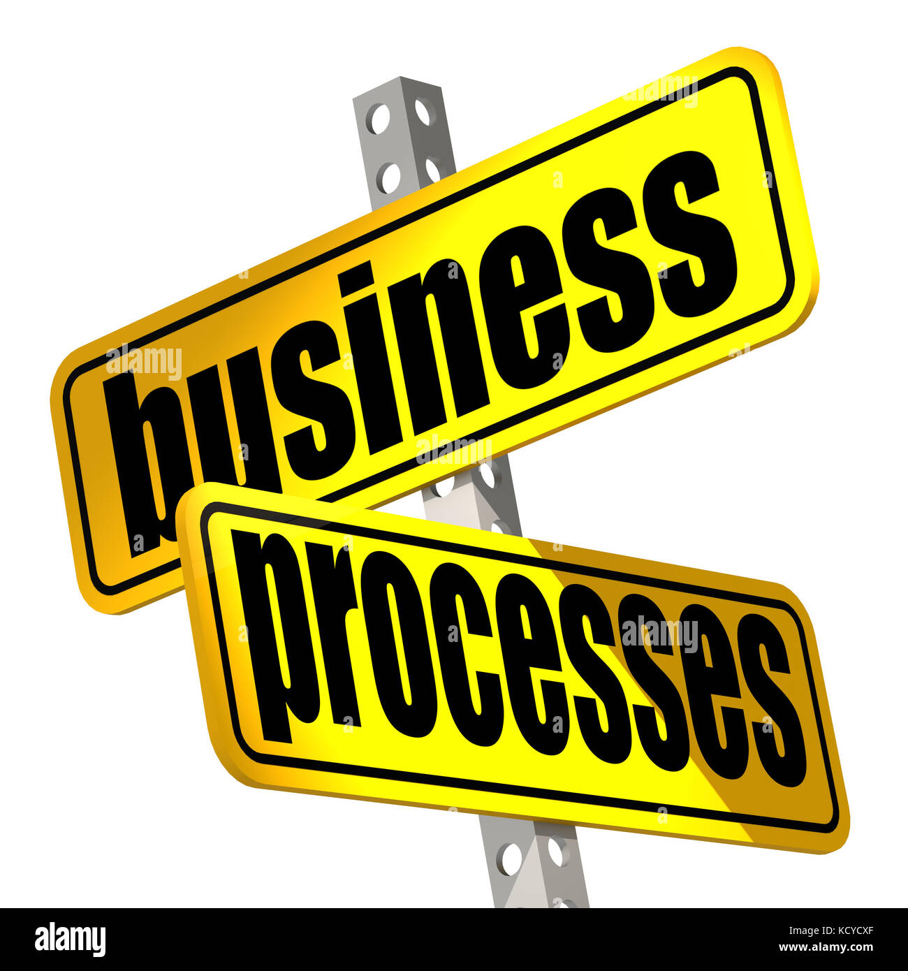 Yellow road sign with business processes word image with hi-res ...