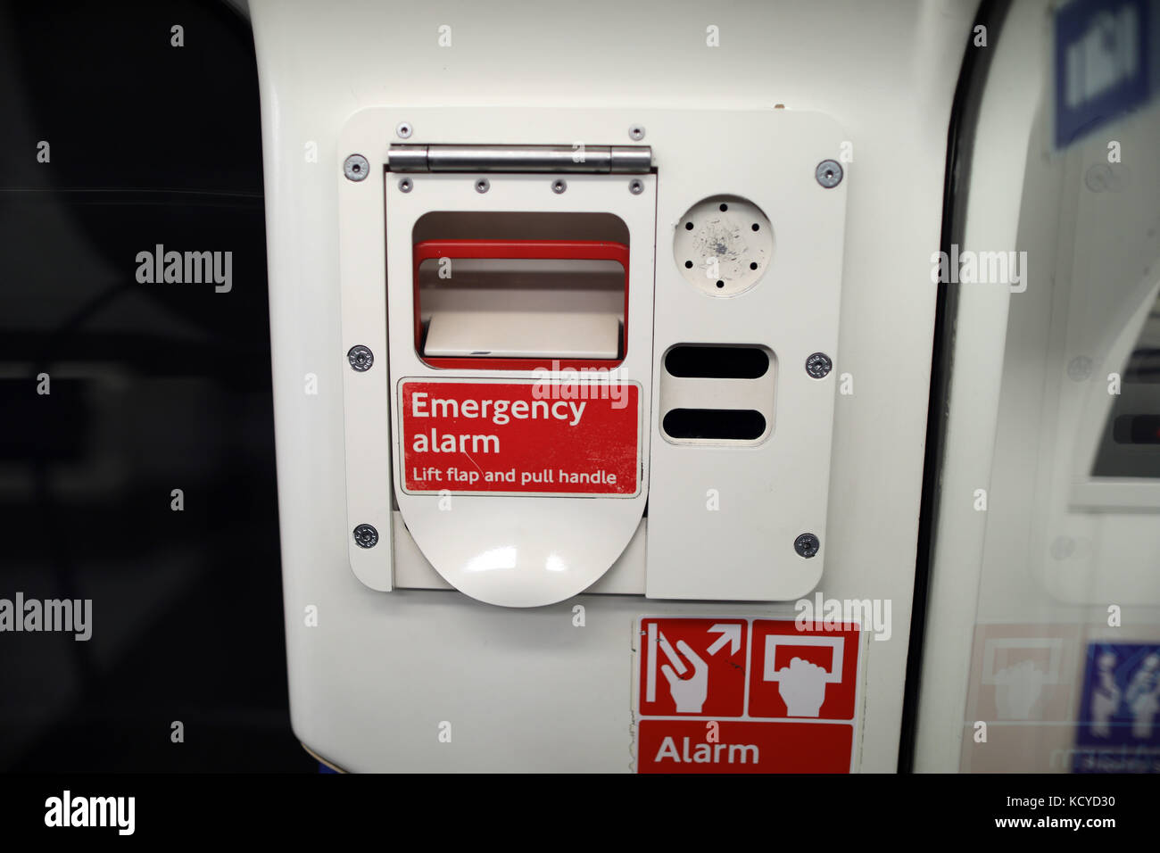 Tube underground emergency lever Stock Photo - Alamy