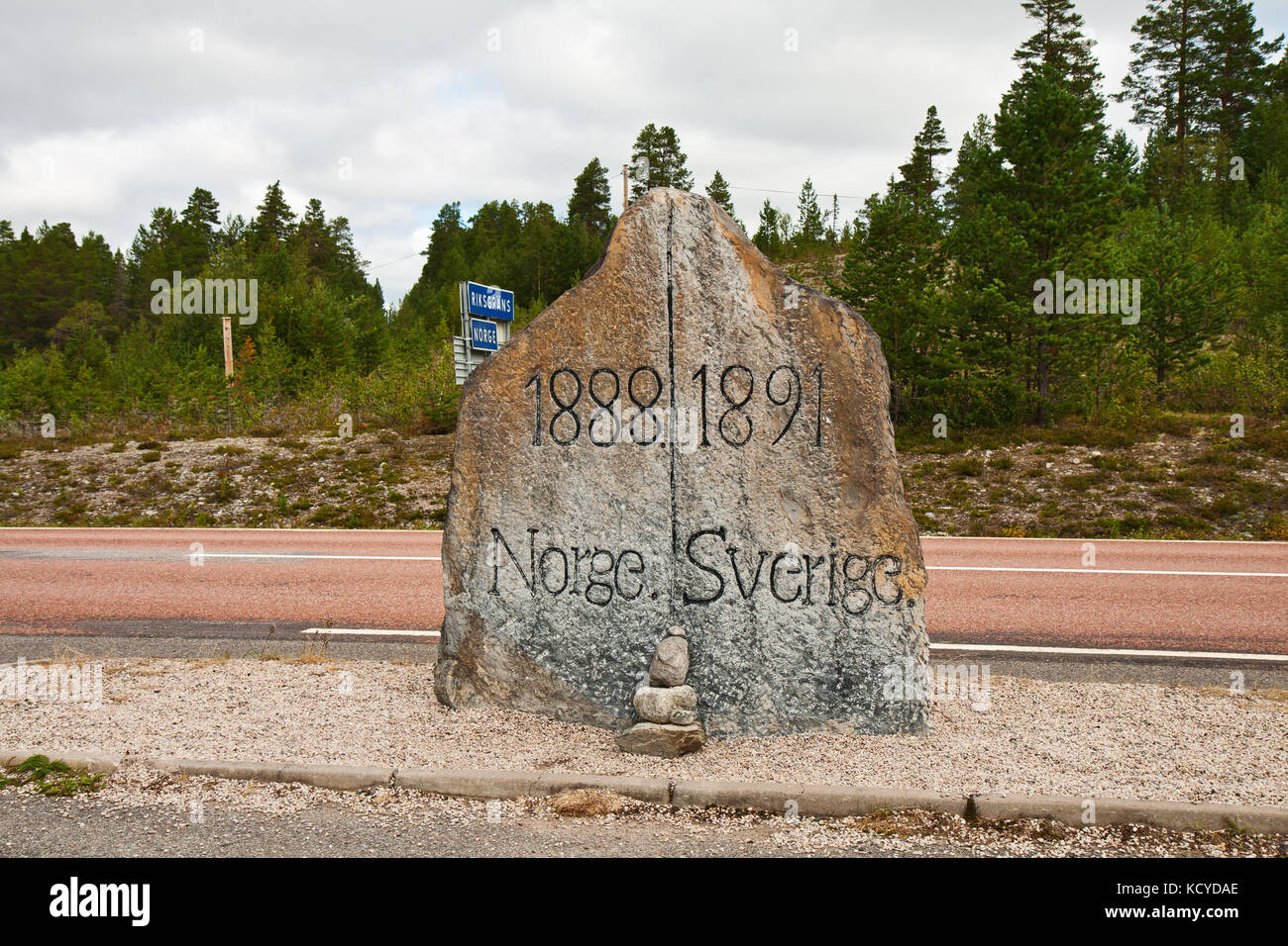 Ancient boundary stone on border of Sweden and Norway Stock Photo - Alamy