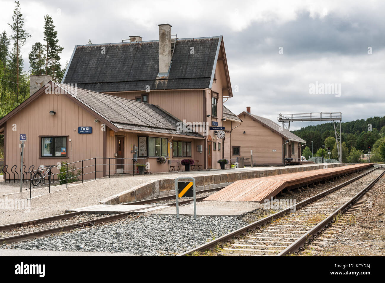 TOLGA, NORWAY - AUGUST 10, 2011: Railway train station in the small ...