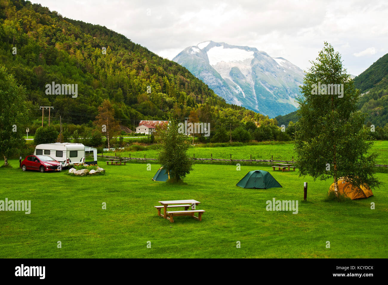 Morning landscape with a camping in mountains of Norway Stock Photo - Alamy