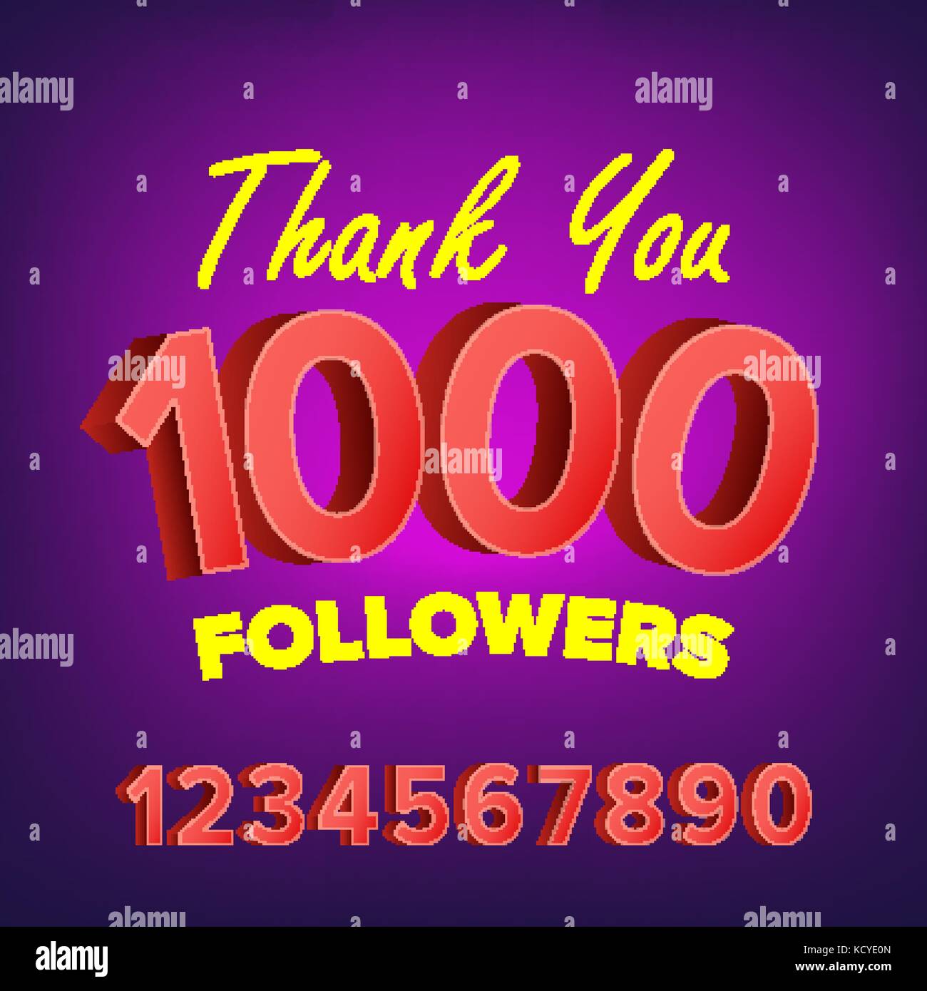Thank You 1000 Followers Card Vector. Web Image for Social Networks ...