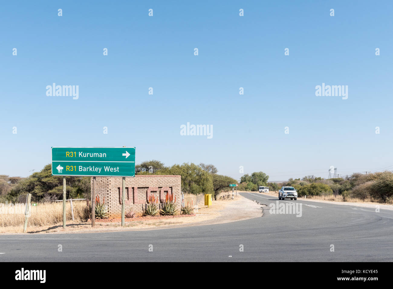 ULCO, SOUTH AFRICA - JULY 7, 2017: The entrance to Ulco, a town in the ...