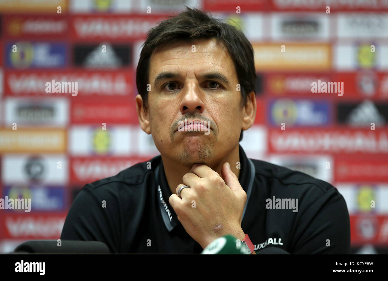 Wales' head coach Chris Coleman during the press conference at the ...