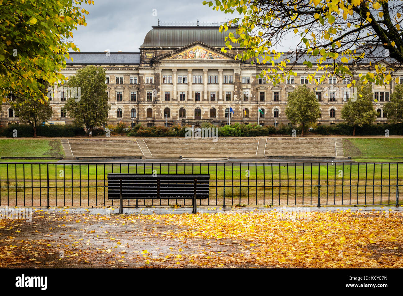 City view of Dresden in east Germany on a stormy autumn October day ...