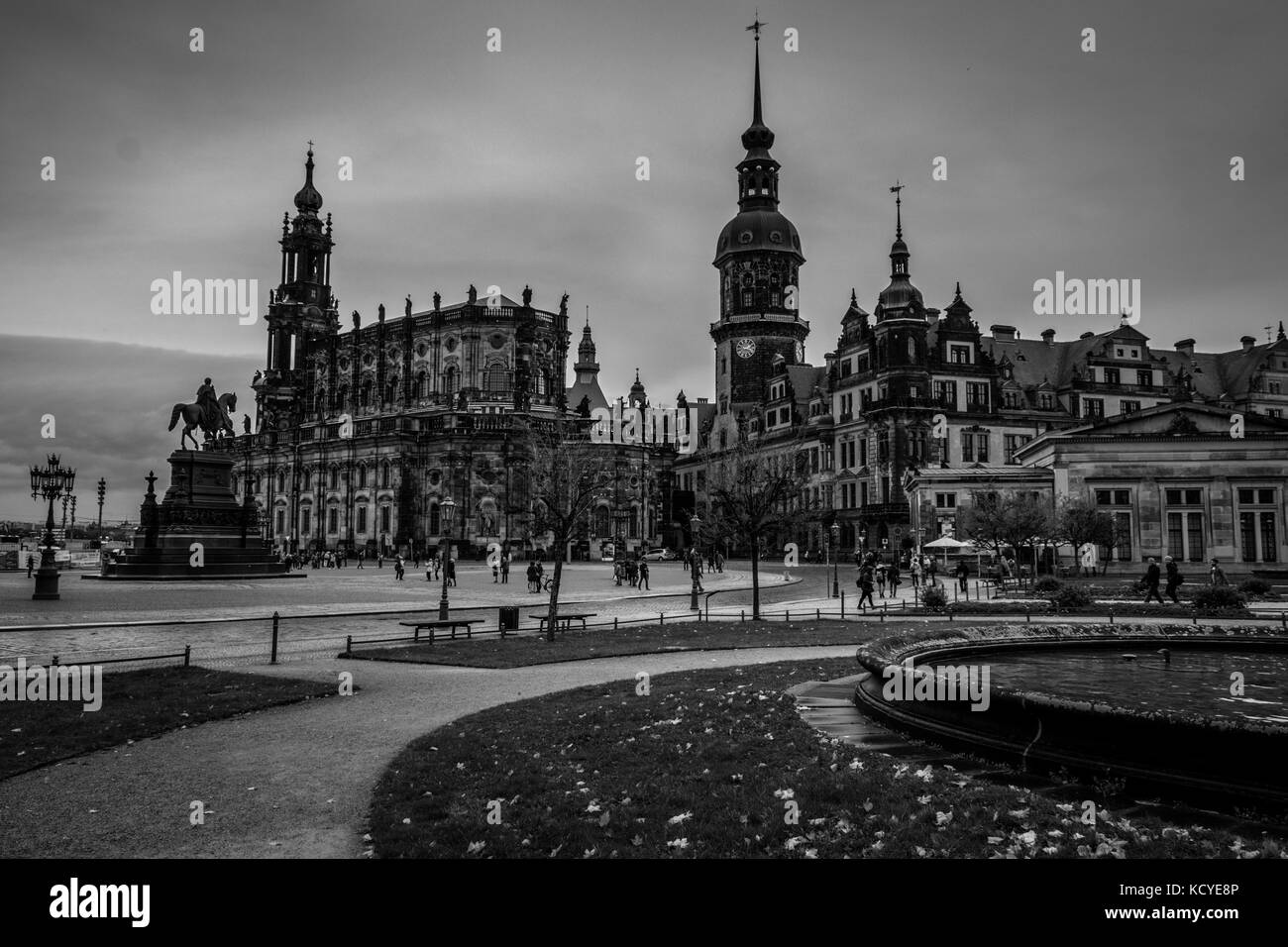 City view of Dresden in east Germany on a stormy autumn October day ...
