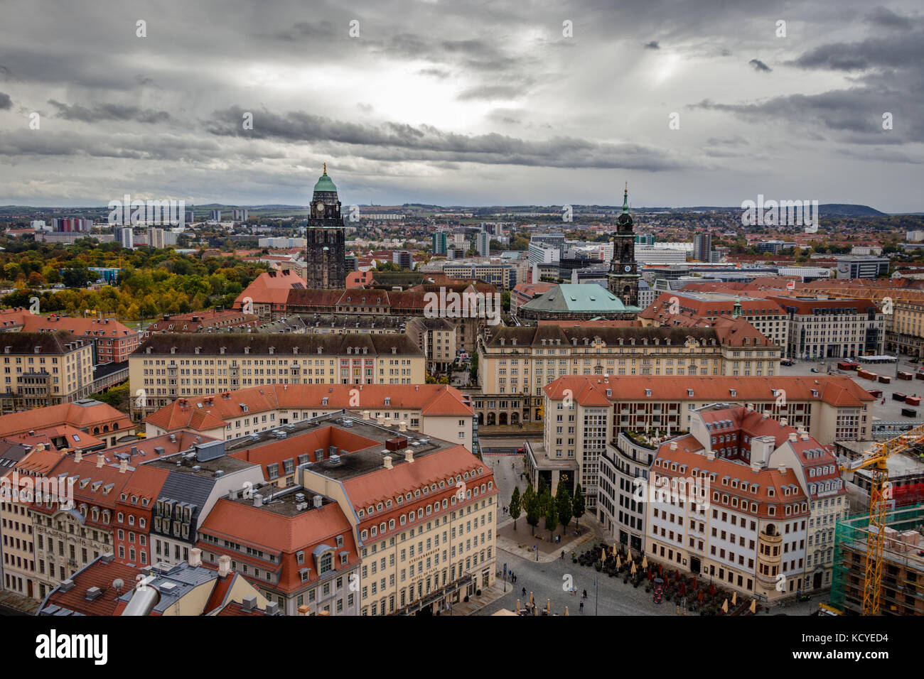 City view of Dresden in east Germany on a stormy autumn October day ...