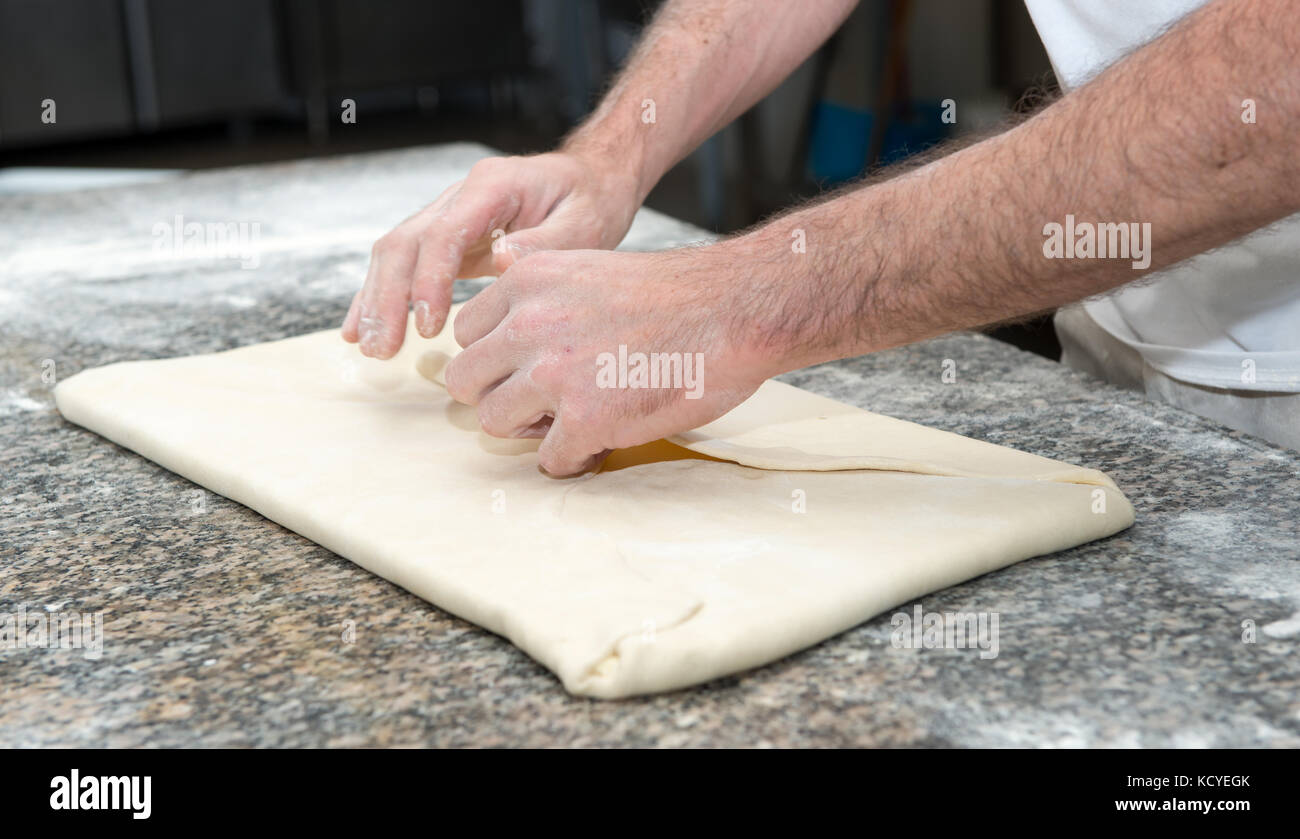 a preparation of the puff pastry in the baker Stock Photo - Alamy