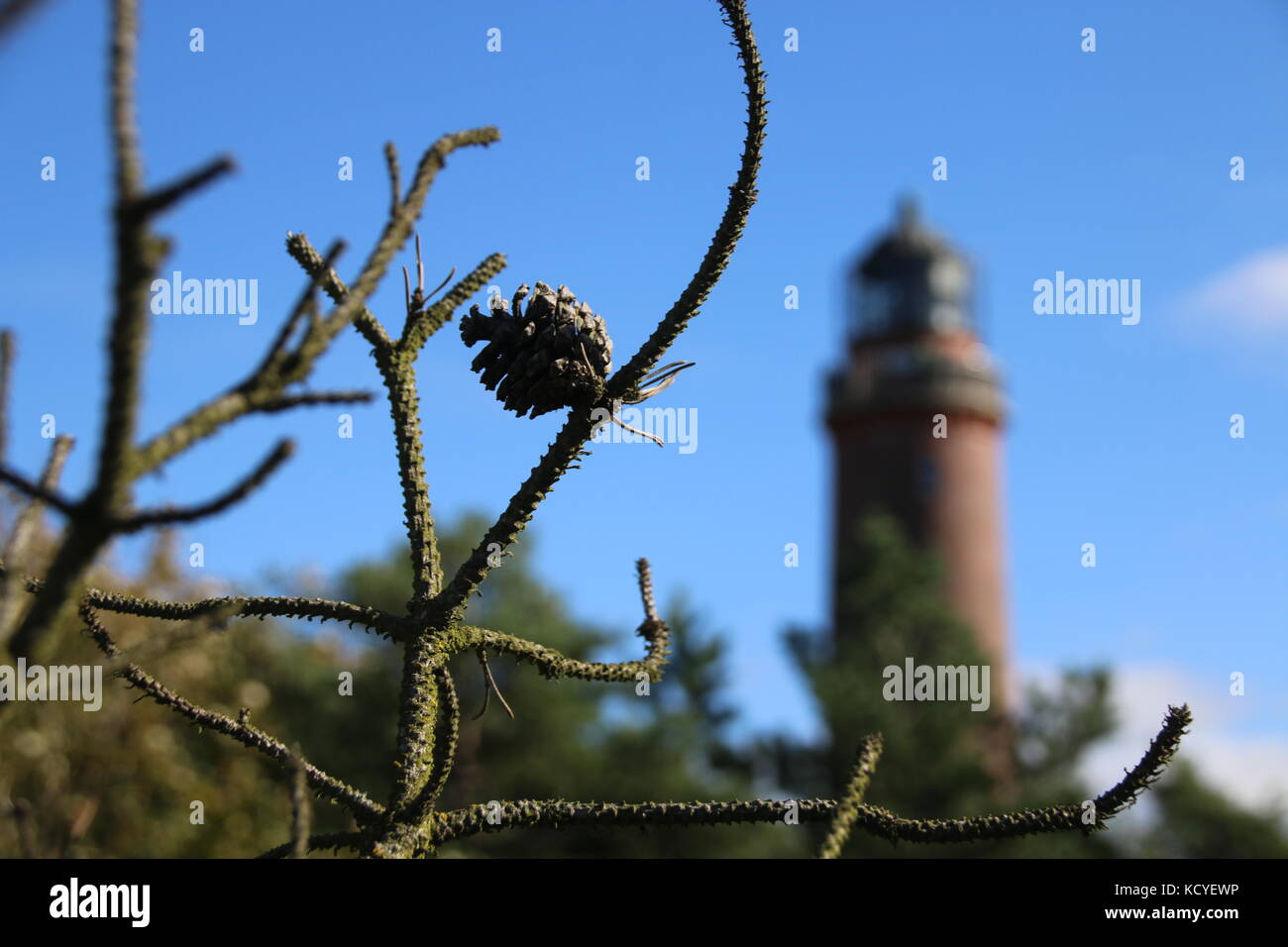 PREROW, GERMANY - OCTOBER 8, 2017: Lighthouse at the Darsser Ort with ...