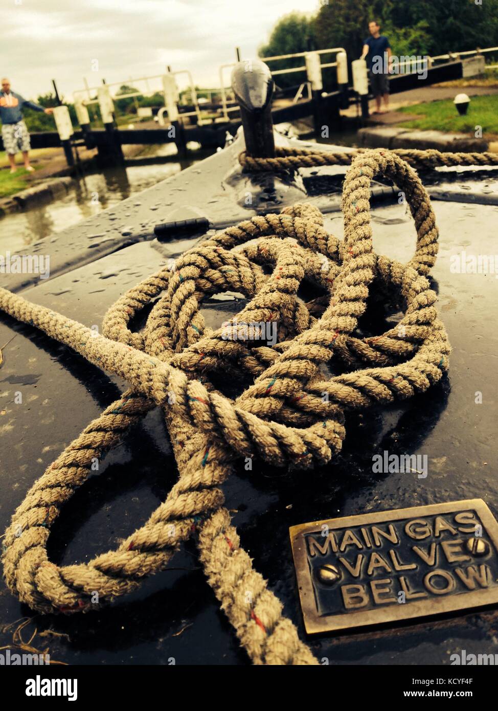 Canal boat ropes Stock Photo - Alamy