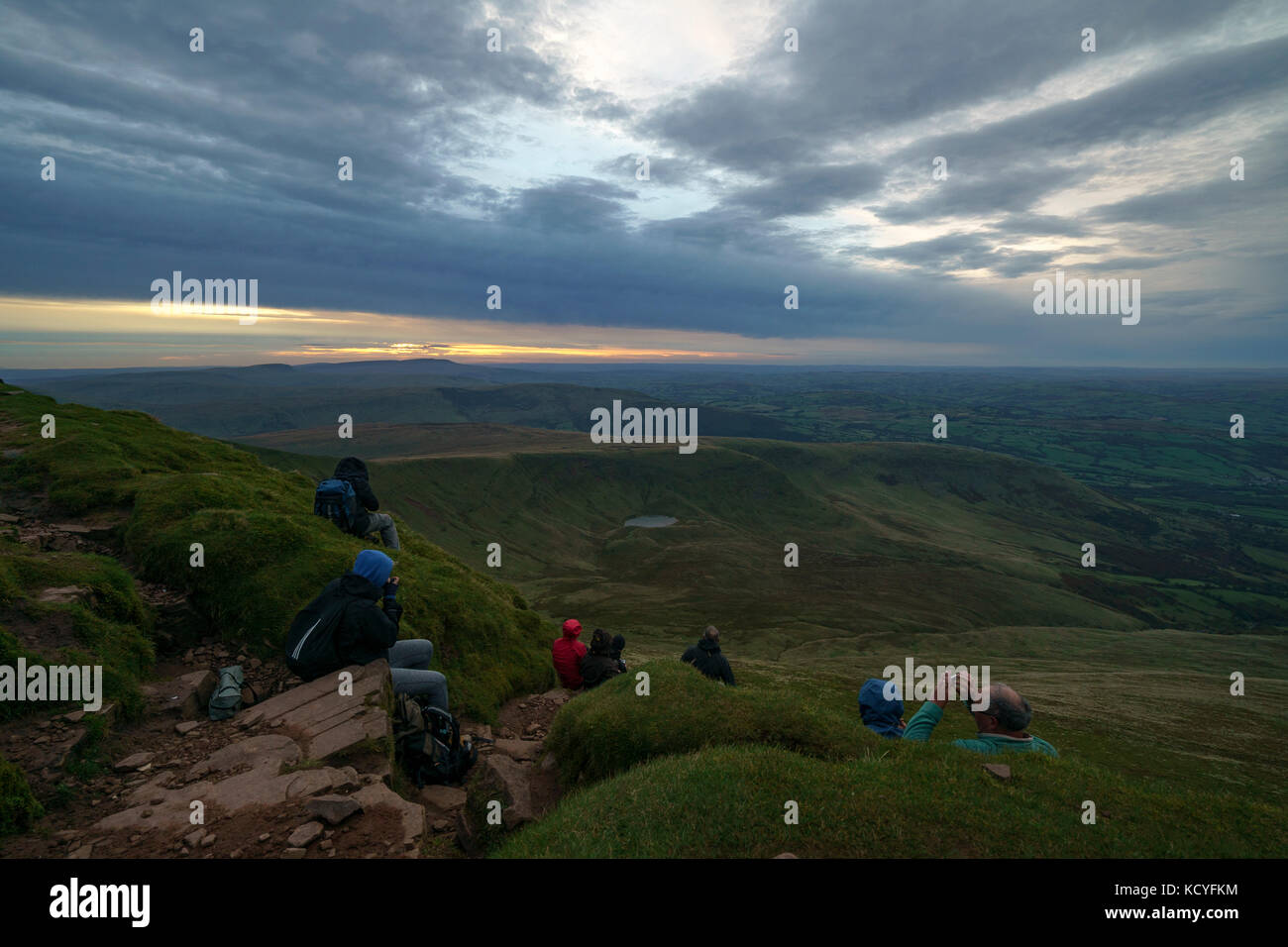 overlooking the welsh landscape at sunset from Pen Y Fan Stock Photo ...