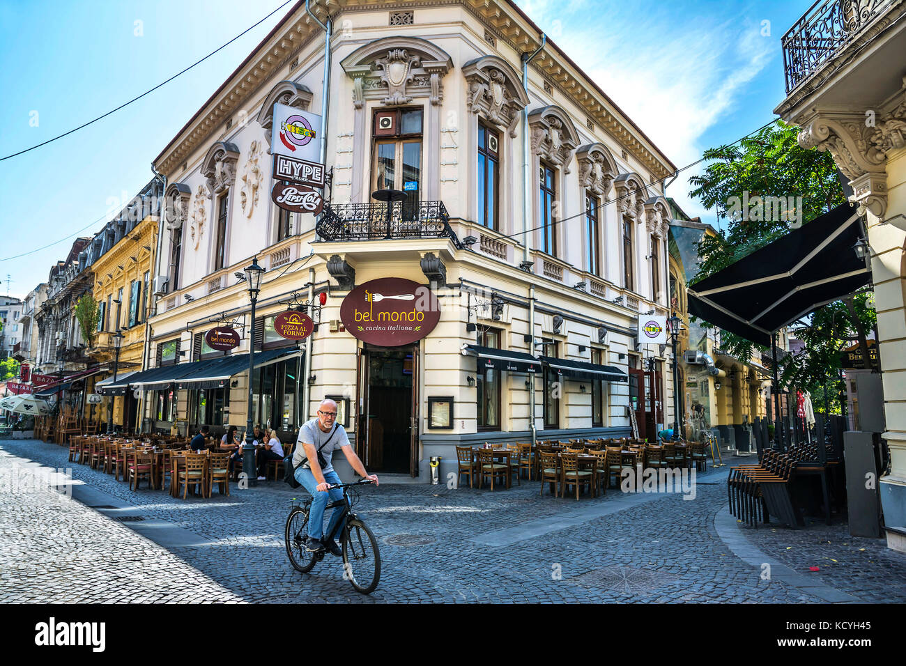 Old town of Bucharest, Lipscani District with amazing atmosphere ...