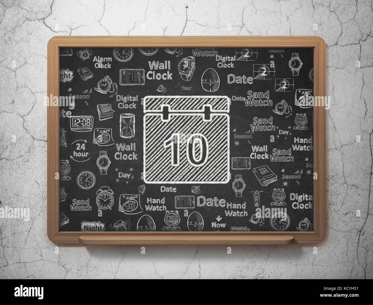 Time concept: Calendar on School board background Stock Photo - Alamy