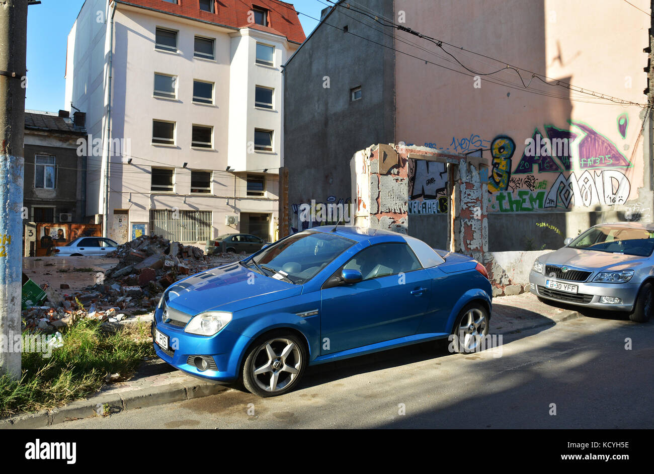 View of Patrascu Voda street in the historical center of Bucharest ...