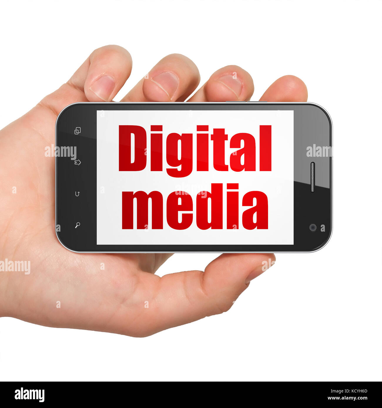 Marketing concept: Hand Holding Smartphone with Digital Media on ...