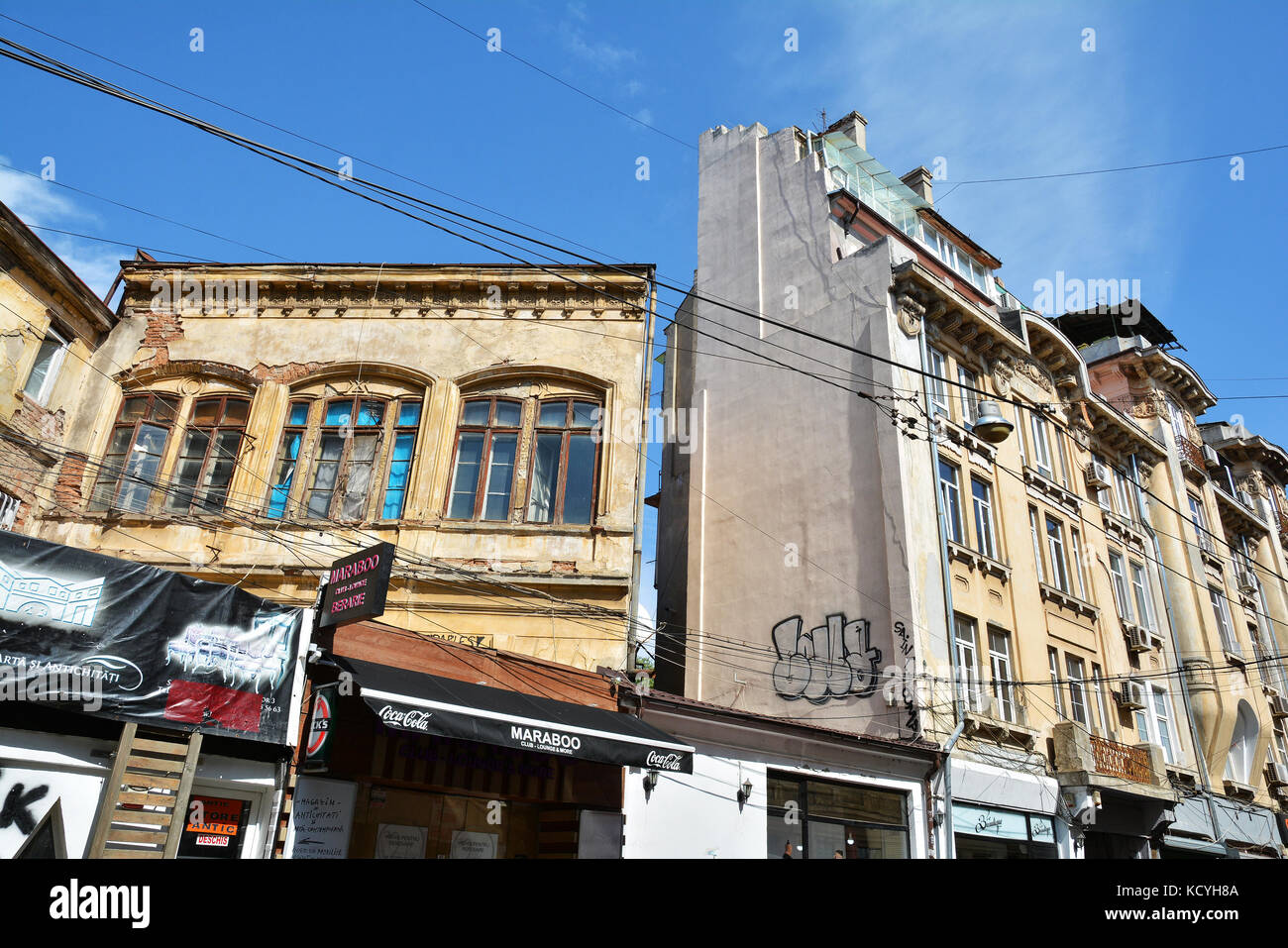 View of Mavrogheni street in the historical center of Bucharest ...