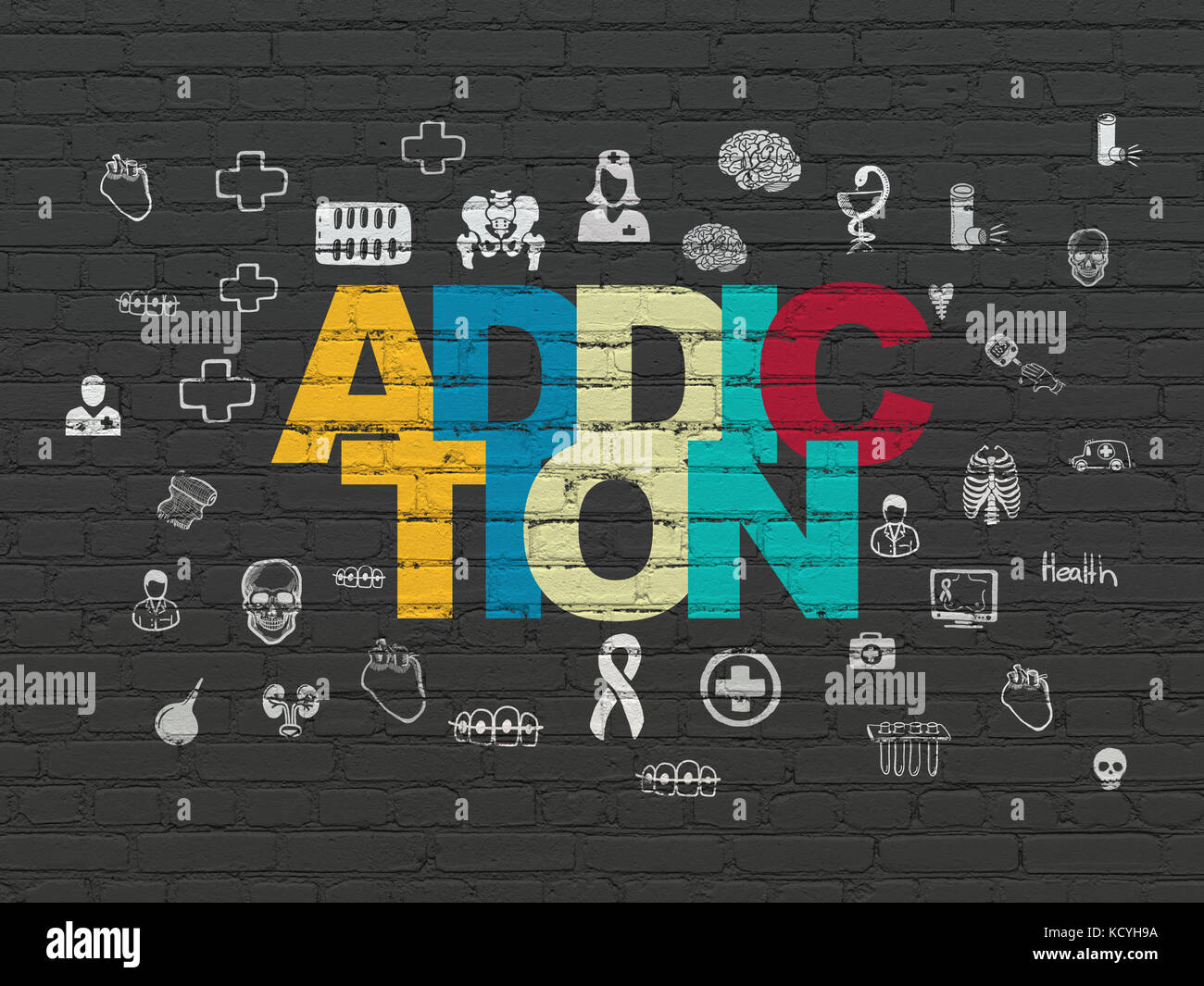 Health concept: Addiction on wall background Stock Photo - Alamy