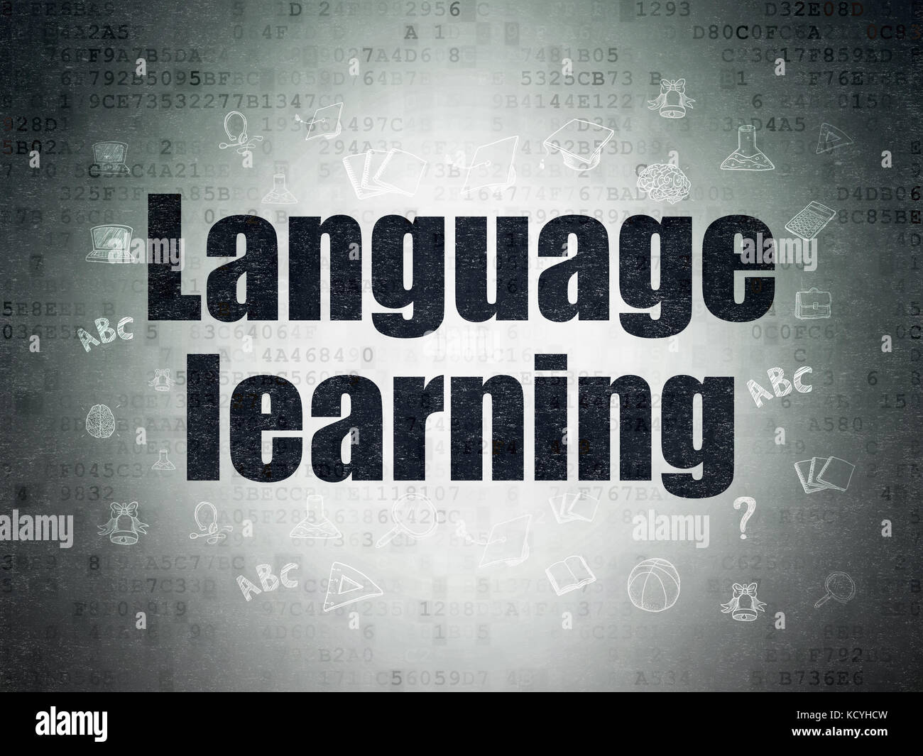 Learning concept: Language Learning on Digital Data Paper background ...